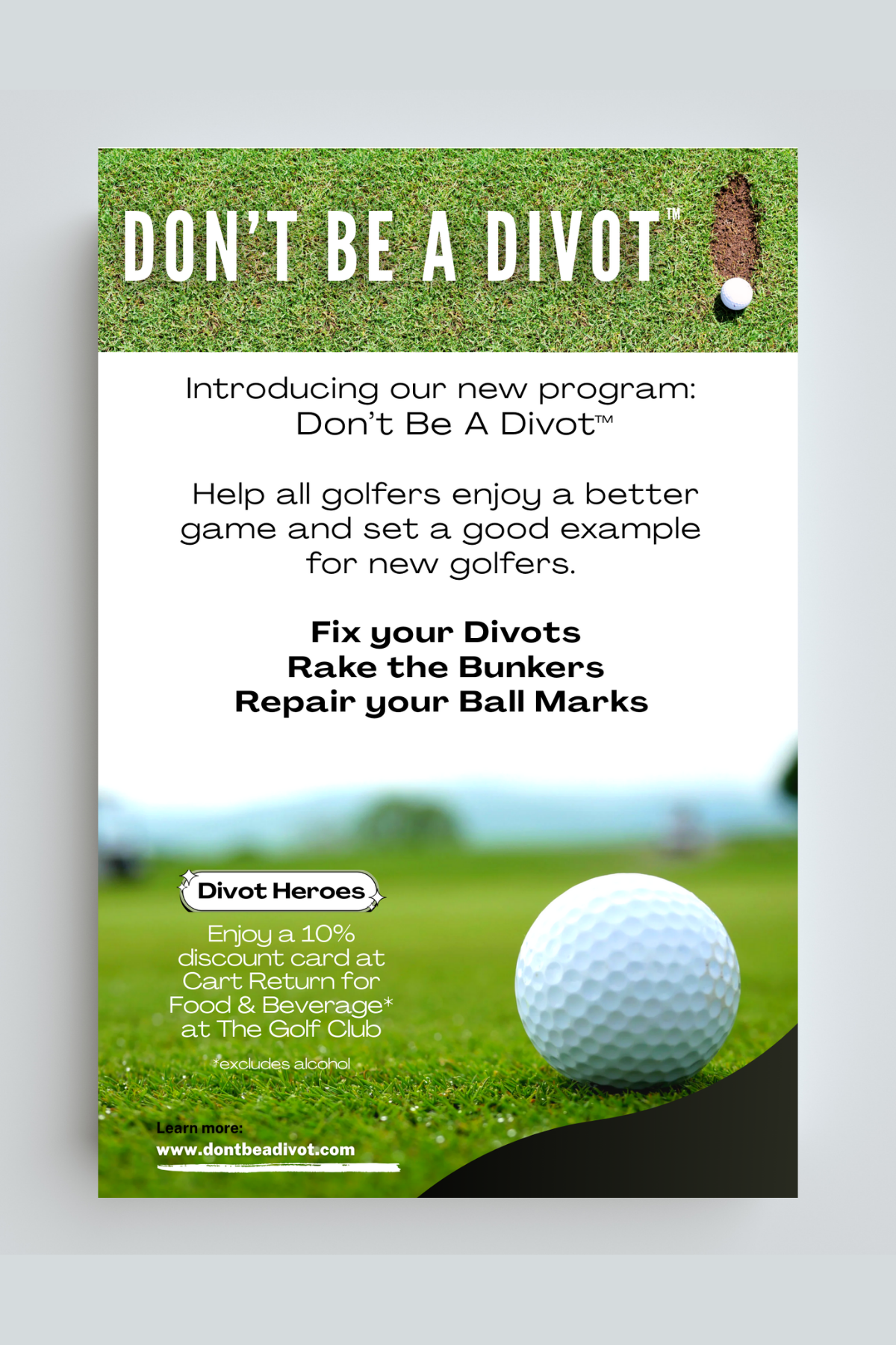 Don’t Be a Divot® – Informational Cards (1000 Count, 4x6”) – Don't Be A ...